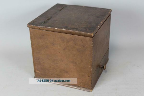 FINE 19TH C ONE DRAWER BALLOT BOX IN THE BEST OLD AND DRY BROWN PAINT ...