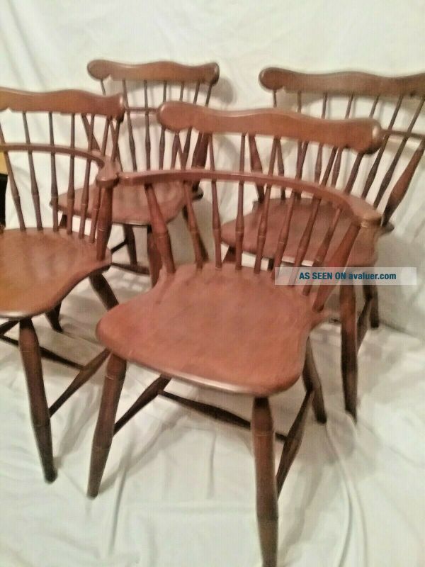 Vintage Set 4 ETHAN ALLEN KLING COLONIAL Comb Back Windsor Maple Dining ...