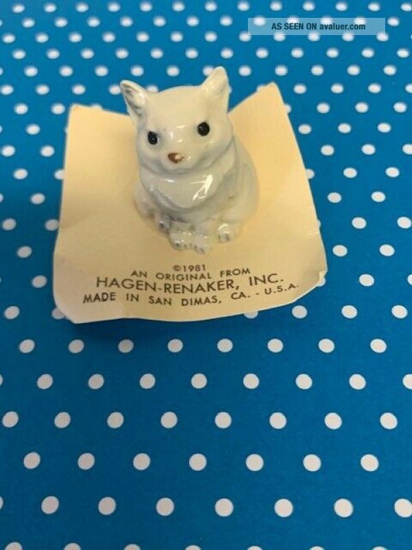 Vintage 1981 Hagen Renaker Ceramic Miniature White Mama Cat With 2 ...