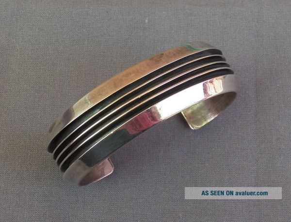 Vintage Native American Classic Tom Hawk Navajo Sterling Silver Cuff ...