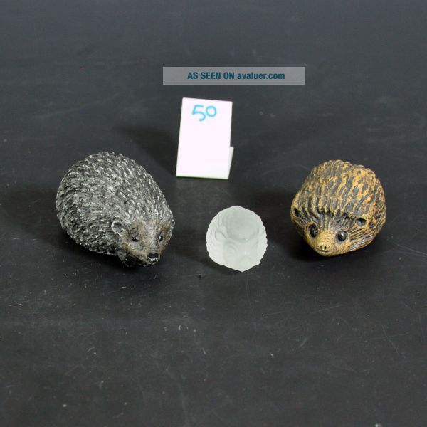 Set Of Three Hedgehog Figurines Glass By Goebel, Ceramic And Resin ...