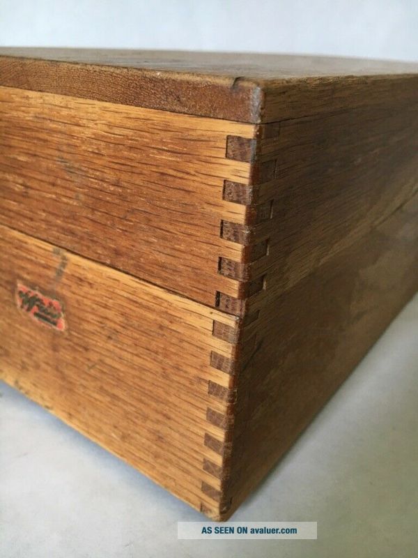Vintage WEIS Wood Dovetail Index Card File Recipe Box 13 " Long SOLID ...