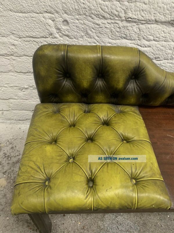 Vintage Green Leather Dark Wood Telephone Table, Phone Seat With ...