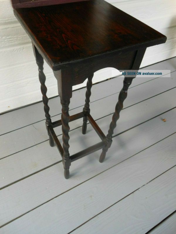 Petite Solid Oak Barley Twist Plant Stand Lamp End Wine Table Stand F ...
