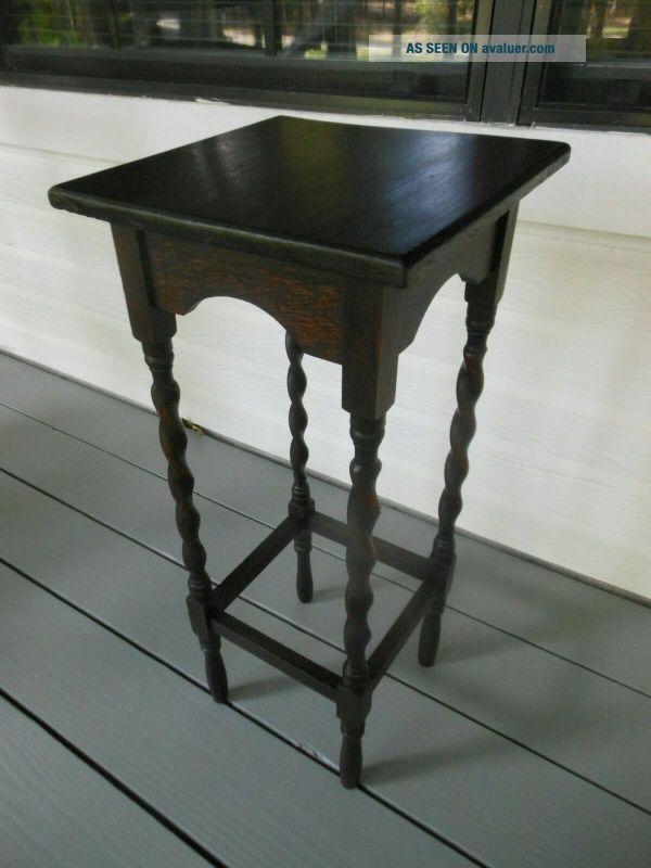 Petite Solid Oak Barley Twist Plant Stand Lamp End Wine Table Stand F ...