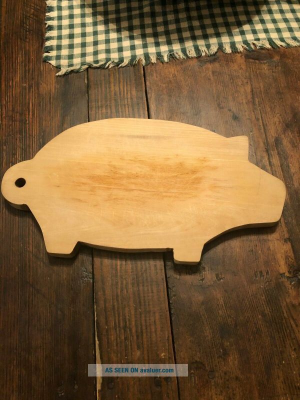 ANTIQUE PRIMITIVE OLD FARMHOUSE KITCHEN PIG WOOD BREAD CUTTING BOARD ...