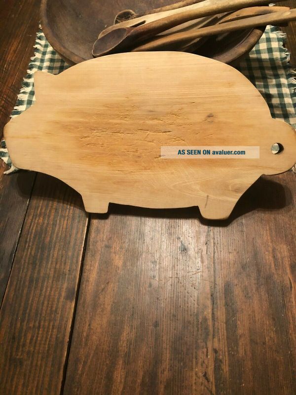 ANTIQUE PRIMITIVE OLD FARMHOUSE KITCHEN PIG WOOD BREAD CUTTING BOARD ...