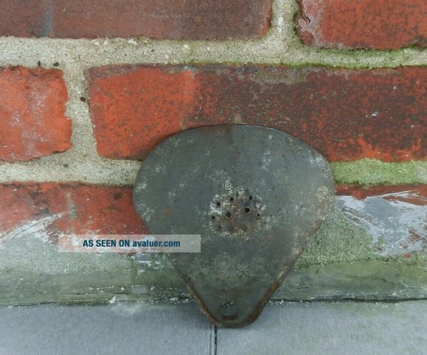 Primitive Antique Hand Held Tin Cream Skimmer Strainer | #23810329