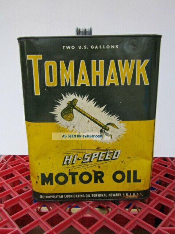 Vintage TOMAHAWK Hi Speed Motor Oil Can 2 Gallon | #23859771