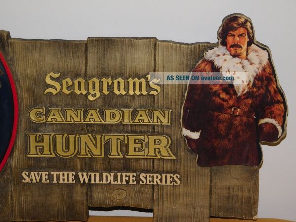 VINTAGE BAR 26 " X 13 " SEAGRAM ' S CANADIAN HUNTER AMERICAN BALD EAGLE ...