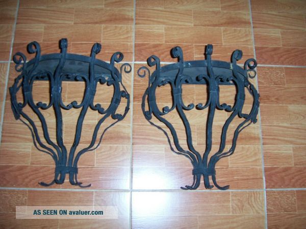 Lg Scroll Medieval Gothic Ornate Wrought Iron Wall Shelves 17 " Tall ...