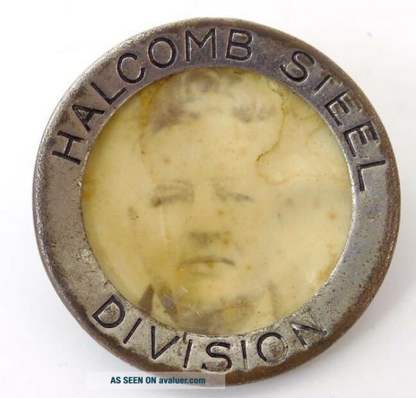 Vintage Celluloid Photos Employee Badge Holcomb Steel Division Syracuse ...