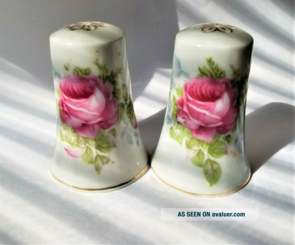 VINTAGE LEFTON ROSE PORCELAIN SALT AND PEPPER SHAKERS | #23979657