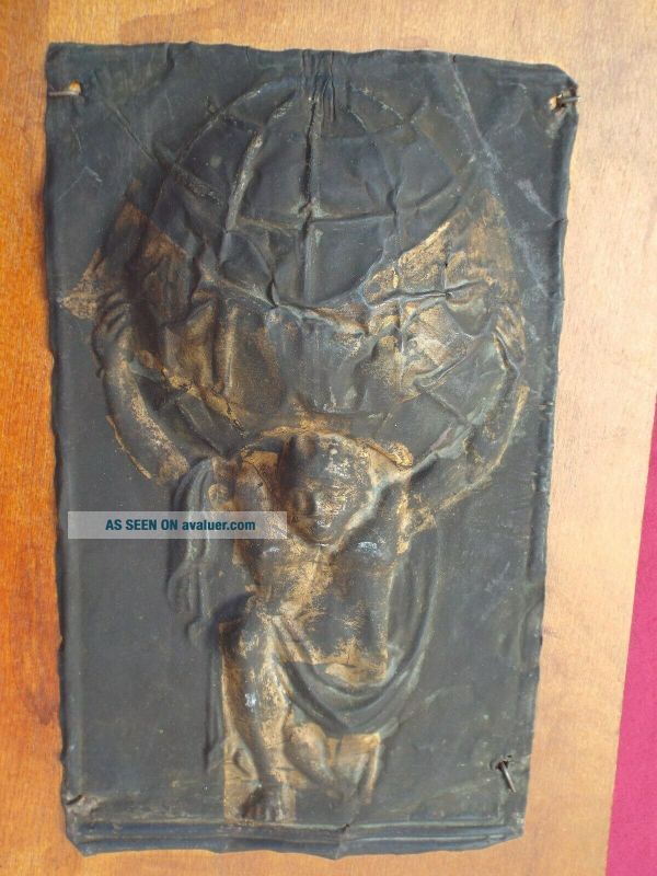 ANTIQUE COPPER FIRE MARK OF THE ATLAS INSURANCE COMPANY | #23942282