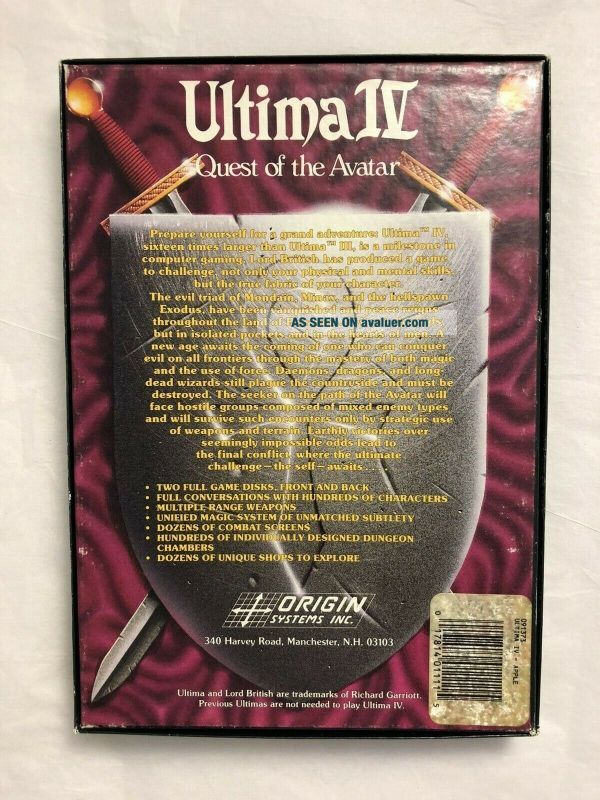 Ultima IV Quest Of The Avatar Origin Systems Apple II Computer Vintage ...