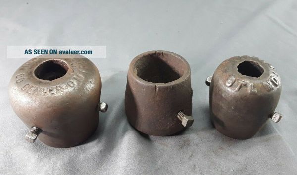 3 Vintage Cast Iron Bull Horn Weights Franklin Serum Denver CO & Durbin ...