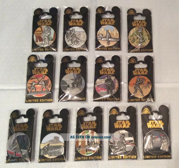 Star Wars Planets Pin Of The Month Complete Set Limited LE Disney Fett ...