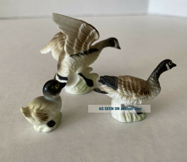 3 PC SET VINTAGE MINIATURE BONE CHINA DUCK FIGURINES | #23928262