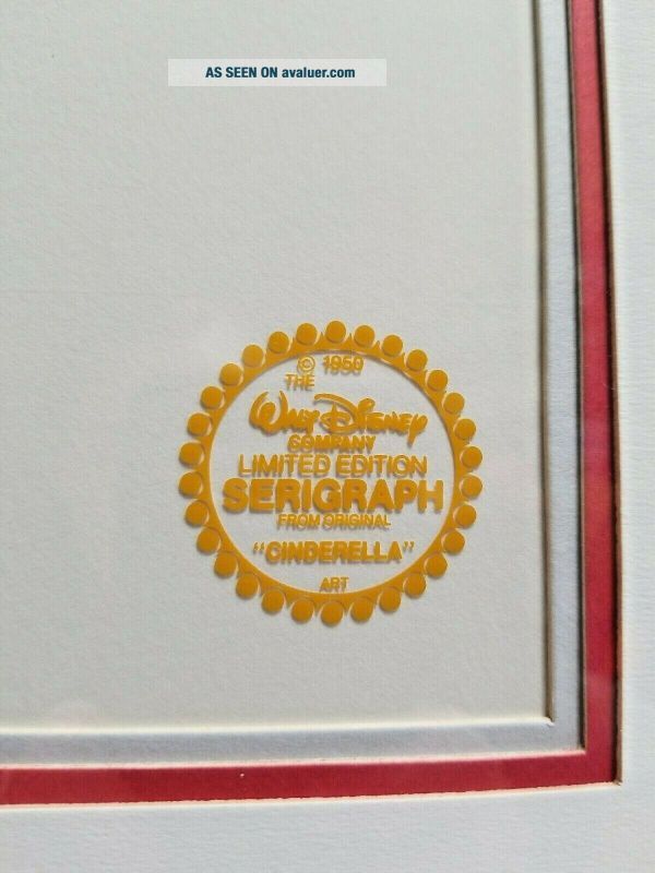 Walt Disney Limited Edition Framed And Matted Serigraph Cinderella 1950 ...