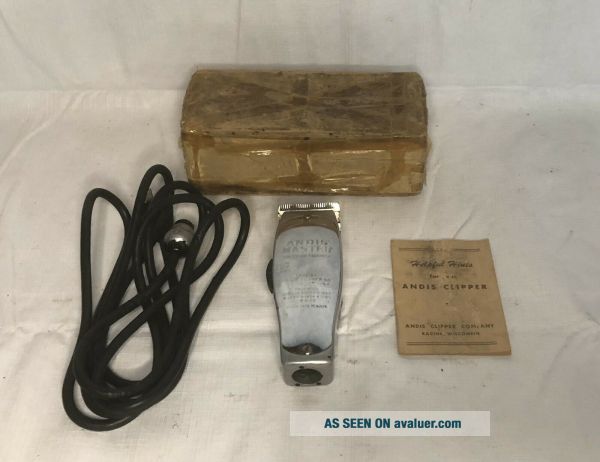 VINTAGE ANDIS MASTER CLIPPERS LAST PATENT 4 - 21 - 25 CORD BOX ...