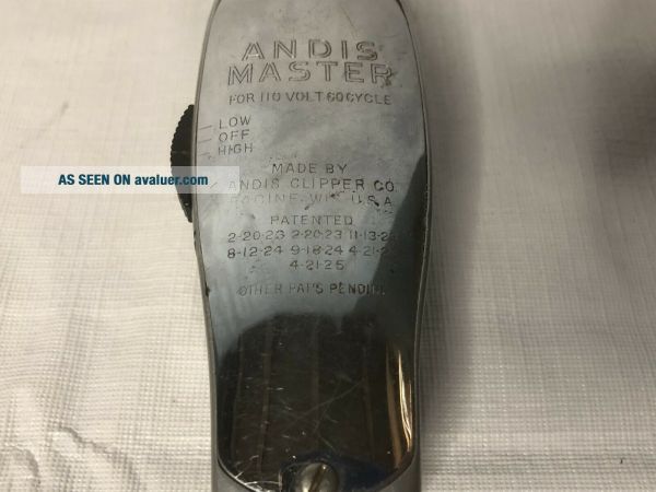 VINTAGE ANDIS MASTER CLIPPERS LAST PATENT 4 - 21 - 25 CORD BOX ...
