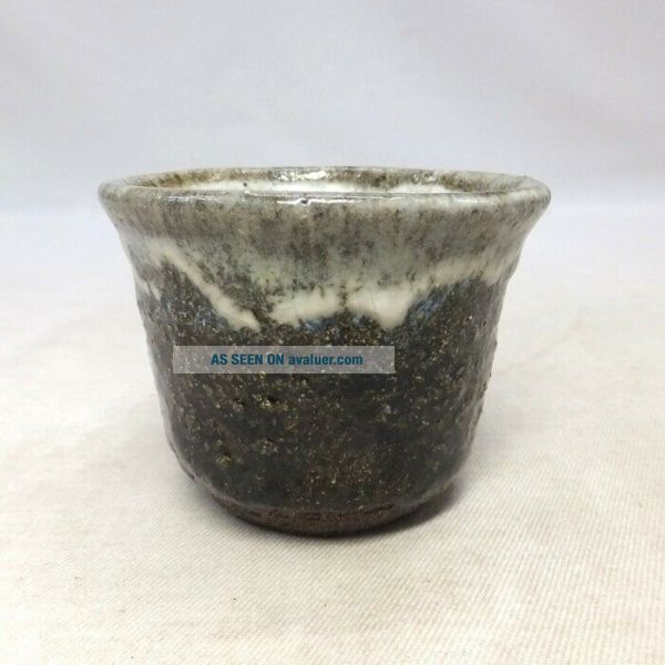 B163: Japanese SAKE Cup Of Old KARATSU Pottery Of Popular CHOSEN ...