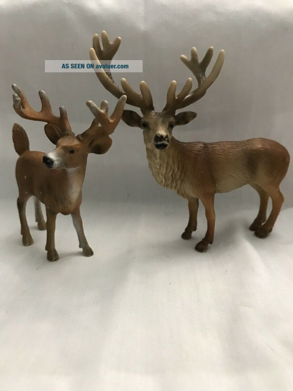 Schleich Red Deer Stag Elk Buck And Buck Male Deer White Tale 2002 ...