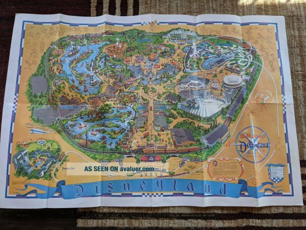 HUGE 1968 Map Of DISNEYLAND Vintage DISNEYANA Mickey Mouse Disney Park ...