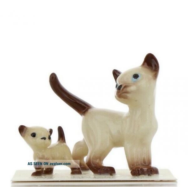 Hagen Renaker Miniature Cat Siamese Papa And Kitten Walking Ceramic ...
