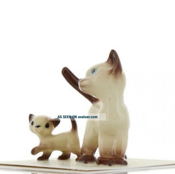 Hagen Renaker Miniature Cat Siamese Papa And Kitten Walking Ceramic ...