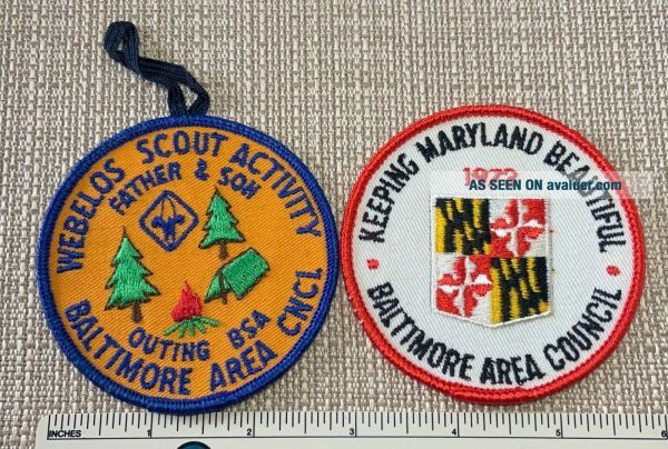 2 Vintage 1970s BALTIMORE AREA COUNCIL Boy Scout PATCHES Father & Son ...