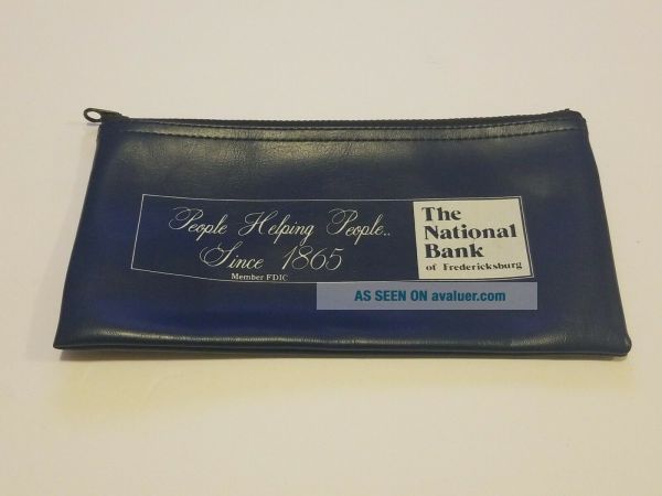 Vintage Bank Deposit Cash Vinyl Bag The National Bank Of Fredericksburg ...