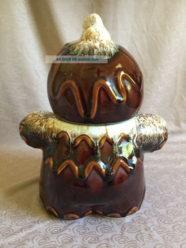 Vintage Hull Pottery Gingerbread Man Cookie Jar Brown Drip | #24325484