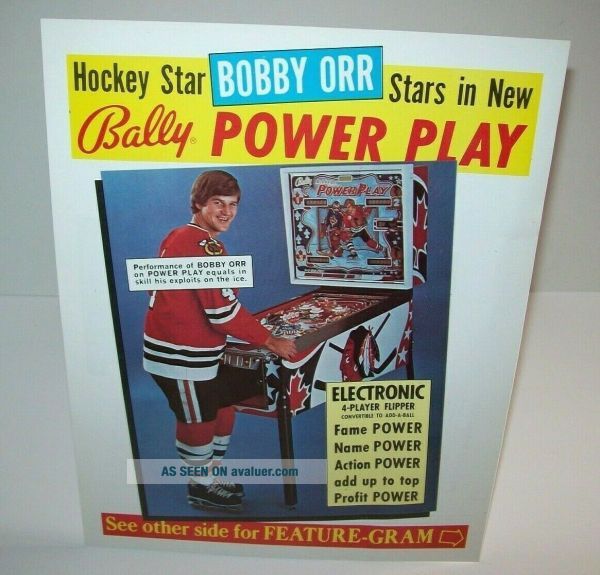 Bobby Orr Power Play Pinball FLYER 1978 Bally Hockey Artwork Sheet ...