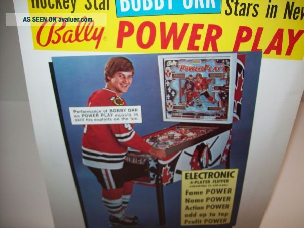 Bobby Orr Power Play Pinball FLYER 1978 Bally Hockey Artwork Sheet ...