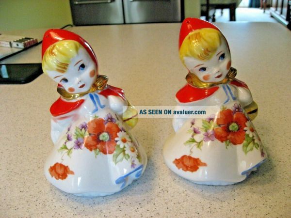 Vtg. Hull Pottery Little Red Riding Hood Salt And Pepper Shakers Orange ...