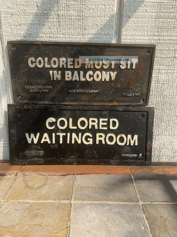 Colored Waiting Room And Colored Must Sit In Balcony Cast Iron Vintage ...