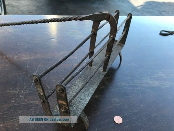 18th Century American Colonial Wrought Iron Toast Rack Hinged Twist ...