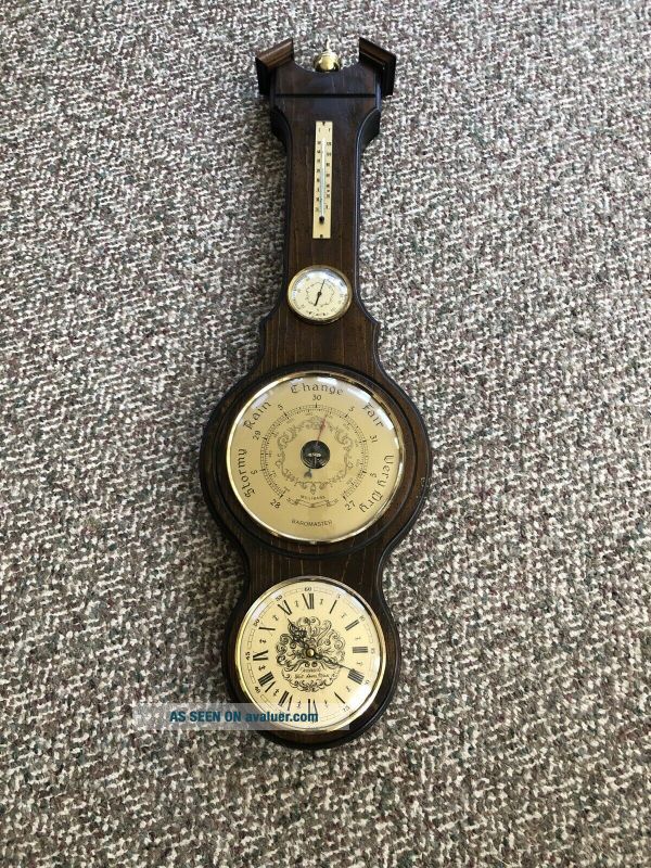 Vintage Banjo Wuersch Weather Station Clock Barometer Thermometer ...