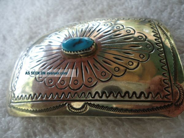 VINTAGE SIGNED WD STERLING SILVER NAVAJO INDIAN BELT BUCKLE WITH ...