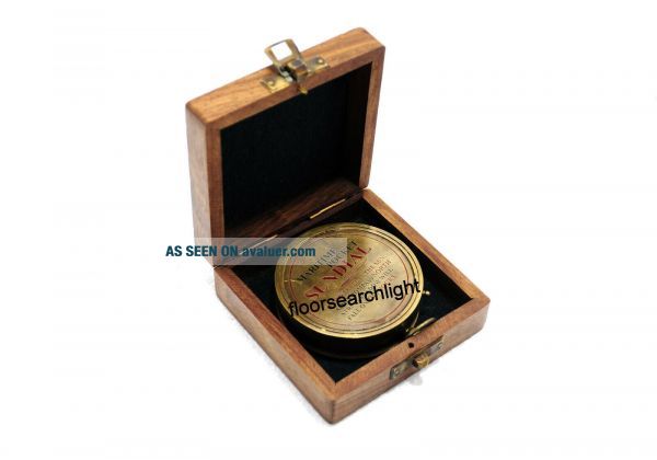 Antique Maritime SUNDIAL Pocket Compass With Wooden Box Marine Vintage ...