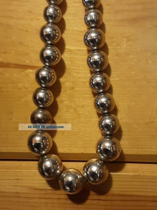Vintage Navajo Pearls Sterling Silver Ball Bead Necklace | #24442261