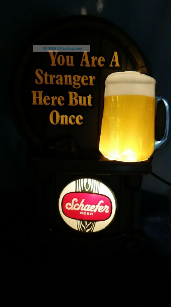 Killer Vintage Schaefer Beer Bar Bubbler Motion Barrel Mug Sign Strohs ...