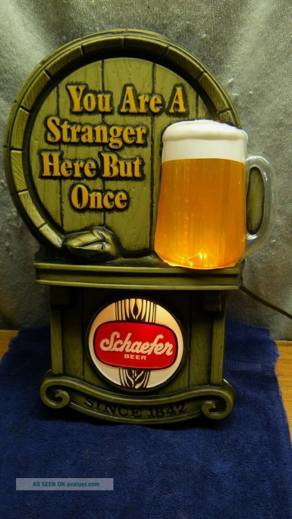 Killer Vintage Schaefer Beer Bar Bubbler Motion Barrel Mug Sign Strohs ...