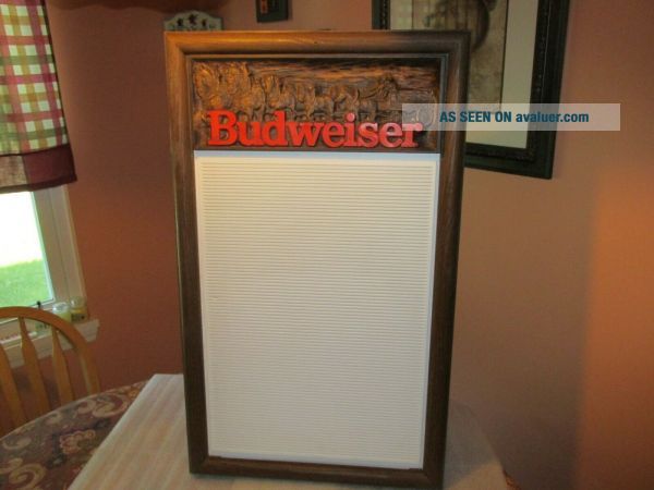 BUDWEISER Beer SIGN Menu Board Anheuser Busch Clydesdales 1989 (RARE ...