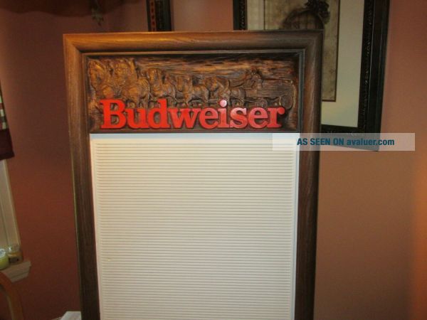 BUDWEISER Beer SIGN Menu Board Anheuser Busch Clydesdales 1989 (RARE ...