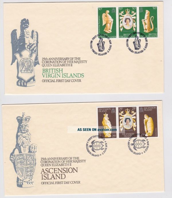 QUEEN ELIZABETH II 25th ANNIVERSARY OF THE CORONATION FDC 1978 5 COVERS ...