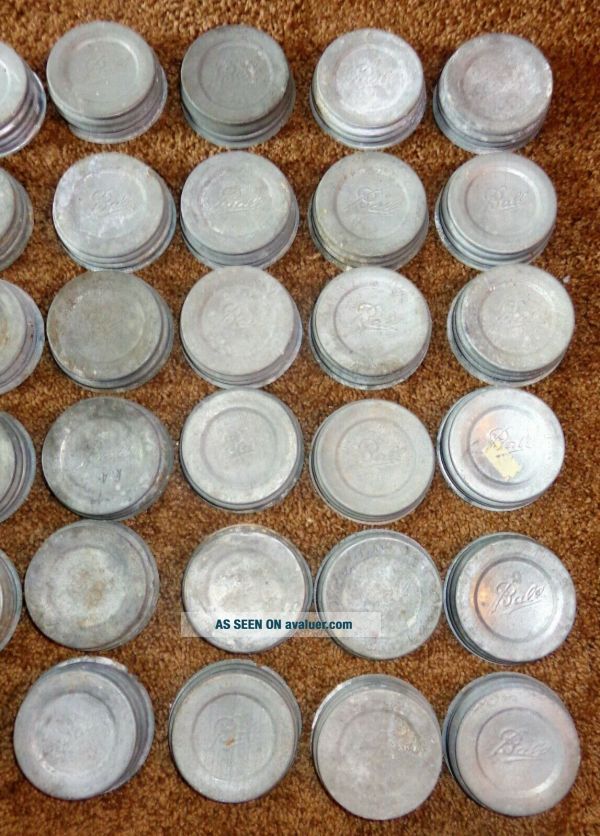 42 OLD VINTAGE BALL ZINC CANNING FRUIT JAR METAL CAP LIDS ZINK ...