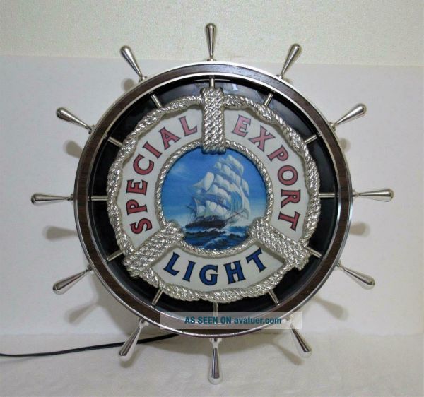 Vintage 1987 Special Export Light Lighted Beer Sign Ships Wheel Fine ...