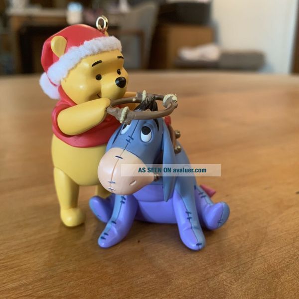 Winnie The Pooh And Eeyore Christmas Ornament Present Santa Hats Disney ...
